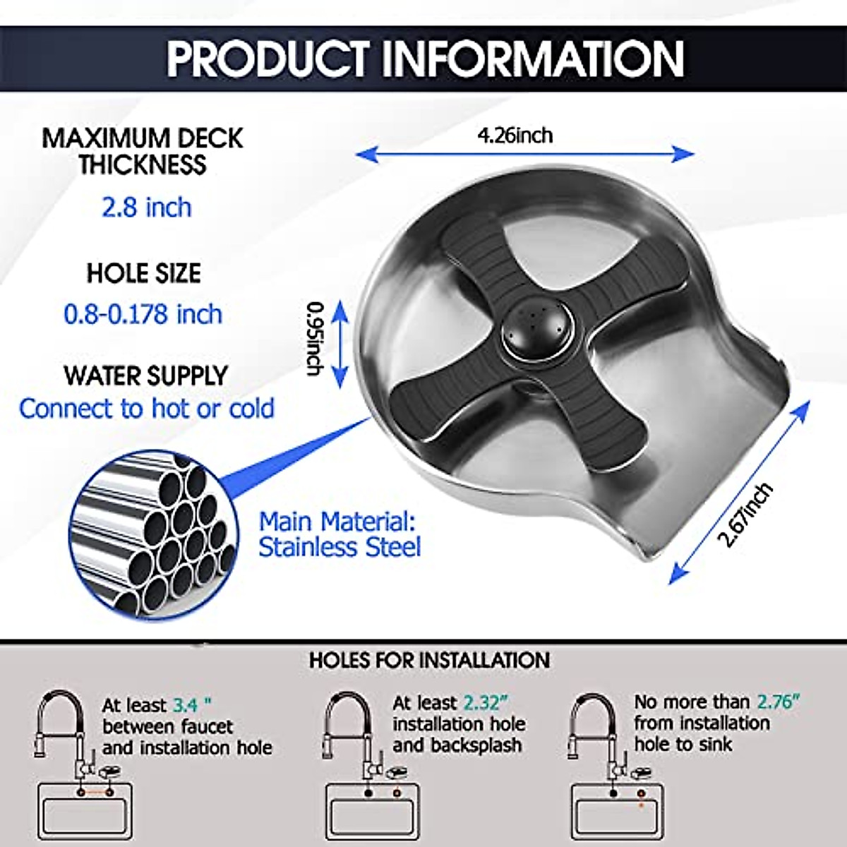 Metal Glass Rinser for Kitchen Sink,Bottle Washer,Faucet Bar Glass Rinser,Kitchen Sink Cup Rinser,Cup Cleaner for Sink,Brush Stainless
