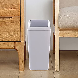 Ggbin Plastic Garbage Trash Cans with Swing Lid, 16 L Grey Kitchen Trash Bins