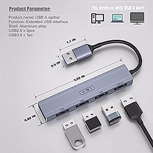 USB 3.0 Hub Splitter, TargetGo 4-Port USB Extender Ultra-Slim Data Hub Suitable for Computer or Laptop, Extend More USB A Devices Like Mouse, Keyboard, Flash Drive, Mobile HDD, Microphone and More.