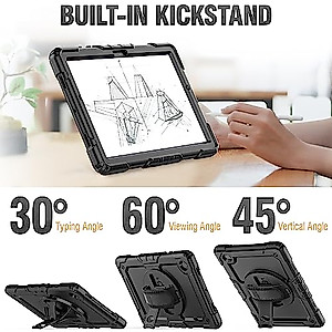 HXCASEAC Case for Samsung Galaxy Tab A8 Case 10.5 inch, Protective with Screen Protector/Hand Strap/Pen Holder, Sturdy Shockproof A8 Tablet Case 2022 SM-X200/X205/X20 - Black