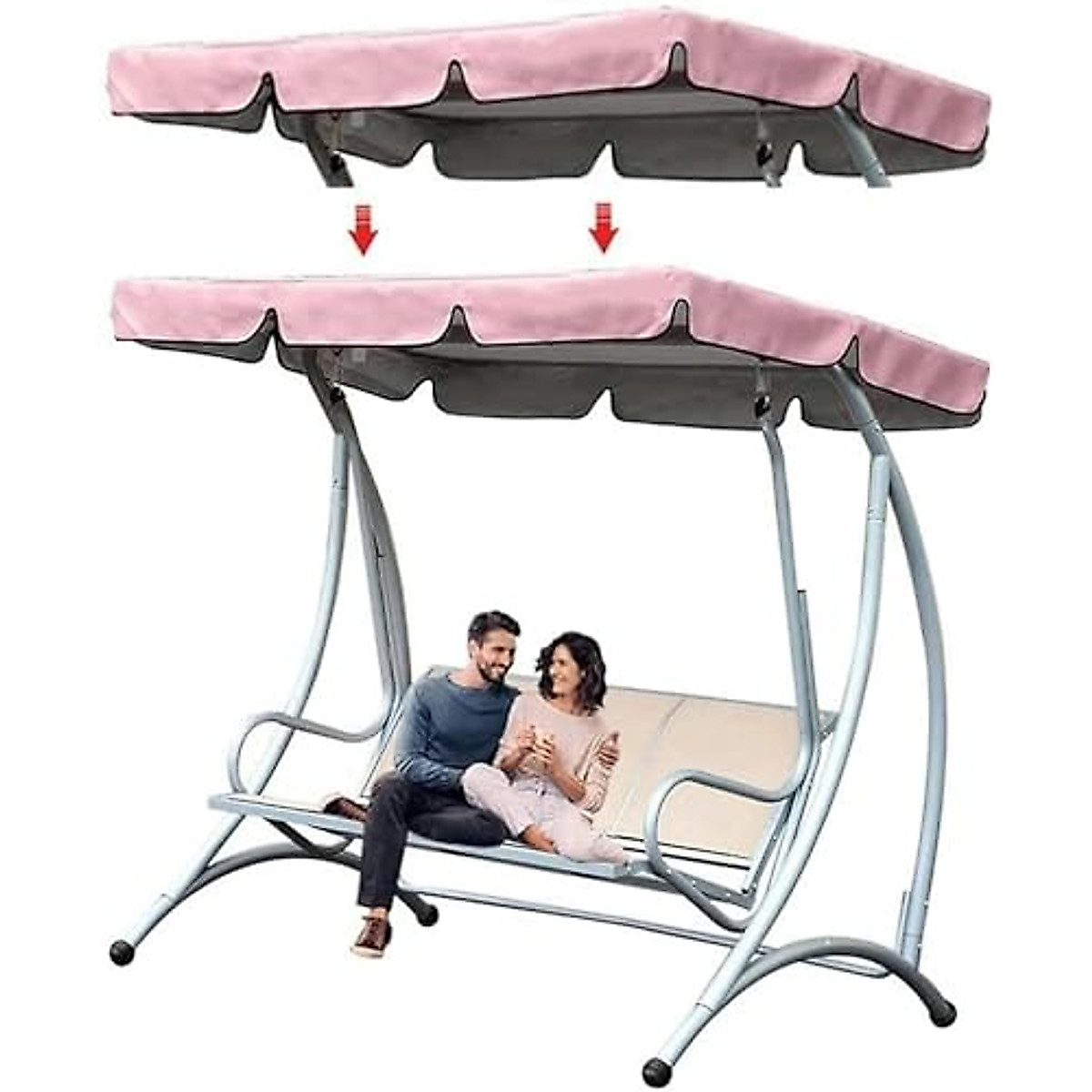 BTURYT 210D Patio Swing Canopy Cover 2 Or 3 Seater Sizes Waterproof Seat Chair Awning Sun Shade Roof Anti-Uv Garden Hammock Replacement Canopy (Swing Seat Canopy only)