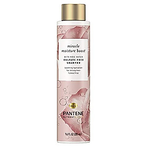 Pantene Nutrient Blends Miracle Moisture Boost Rose Water Shampoo for Dry Hair, Sulfate Free, Floral, 9.6 Fl Oz
