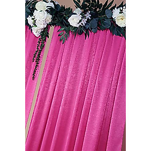 Cytdkve 2 Panels 4.8 Feet x 10 Feet Fushia Velvet-Like Wedding Backdrop Curtain Drapes, Silky Soft Window Curtains Panels for Wedding Ceremony Birthday Party Decorations