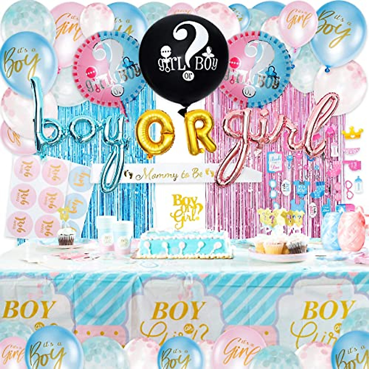 SMIRLY Gender Reveal Decorations Set - Baby Gender Reveal Party Supplies, Gender Reveal Party Decorations, Baby Gender Reveal Ideas, Gender Reveal Balloons Boy or Girl Gender Reveal Party Supplies Kit
