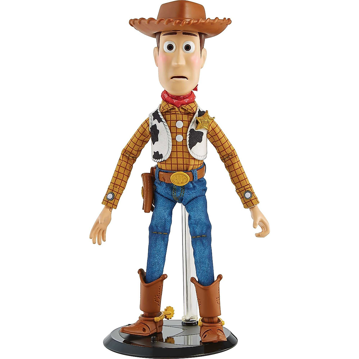 Mattel Pixar Spotlight Series Woody Figure, Disney Pixar Toy Story Collectable, 9.2-in Tall with 2 Hand Sets, 2 Expressions, Articulation & Display Box with Reversible Background