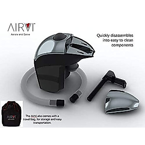 AirVi Automatic Wine Dispenser and Aerator, Electric Wine Decanter and Pourer, Premium Wine Accessories for Enhanced Aroma and Flavor, No Spills or Drips, Clean Pouring, Silver