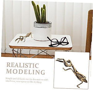 ULDIGI Tabletop Decor Mini Fairy Garden Animal Mini Mantis Model Desk Mantis Statue Novelty Mantis Decoration Ornament Good Luck Figurine Animal Statue Decor Animal Decor Retro Copper