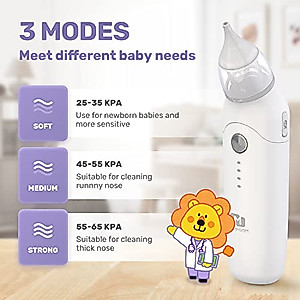 Electric Nasal Aspirator for Baby, 3 Different Nose Suction Nozzles, 3 Modes Nose Sucker for Baby, Deeply Nose Cleaner The Booger/Mucus/Snot, Babies Toddlers Newborn Essentials