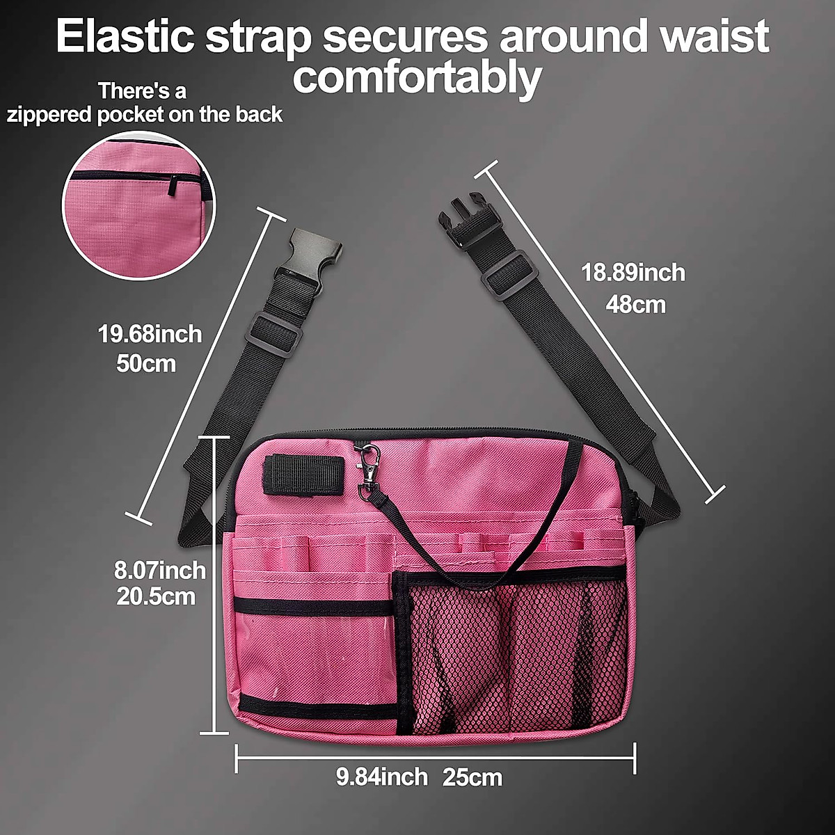 BOHEMIABY Professional Nurse Fanny Pack With Stethoscope Holder, Vet Tech Fanny Pack, Utility Storage for Bandage Scissors and Emergency Supplies Medical Bag, Nurse and Student Use(Pink)