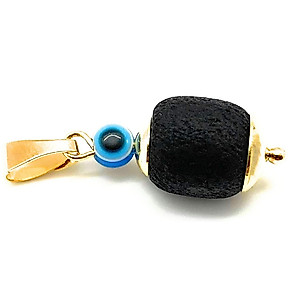 Genuine Azabache Charm Blue Evil Eye Powerful Protection Pendant Piedra Natural Contra El Mal De Ojo (Religious)