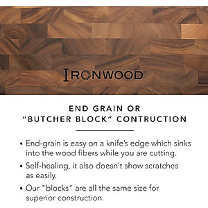 Ironwood Gourmet 28218 Square Charleston End Grain Chef's Board , Acacia Wood 14" Square