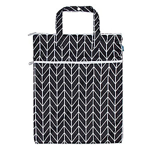 Teamoy Travel Hanging Wet Dry Bag Organizer (17.3 x 13.4 inches) with Two Compartments for Cloth Diaper, Laundry, Swimsuits and More, Easy to Hang Everywhere (M, Black Arrow)