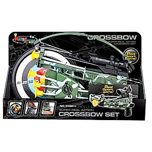 PowerTRC Crossbow Toy Bow and Arrow for Kids, Military Action Archery Crossbow with Scope & Target, Outdoor Activities Toy Gift for Boys Kids 8-12