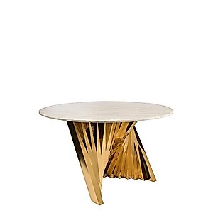Statements by J Waterfall Marble Top Dining Table, Gold, White