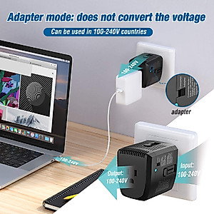 2000Watts Travel Adapter and Converter Combo Step Down Voltage 220V to 110V for Hair Dryer Laptop Cell Phone Travel Adapter Converter for US to UK Europe AU Over 150 Countries