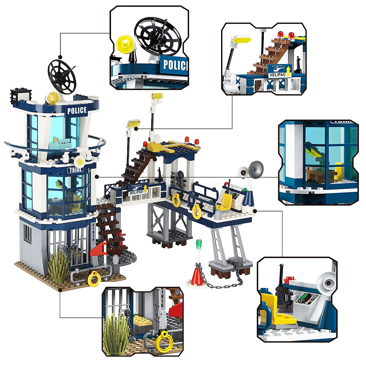 City Police Station STEM Building Sets, Compatible with Lego Military Helicopter Airplane,Boats Ship, Swat Team,Building Kit for Kids, 565 PCS Best Gift for 6-10 Boys