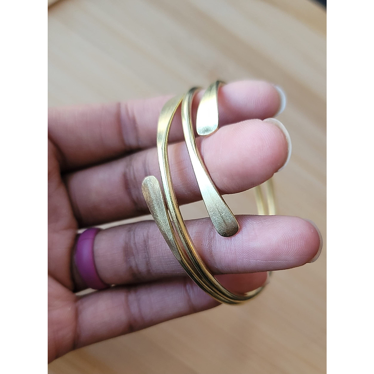 Bead It Wear It Love It 2 Raw Brass Cuff Bracelets Set, African Brass Bangles For Women, Hammered Ends Stacking Bracelets, Boho Tribal Cultural Jewelry (Set Of 2)