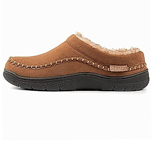 Zigzagger Men's Slip On Moccasin Slippers, Indoor/Outdoor Warm Fuzzy Comfy House Shoes, Fluffy Wide Loafer Slippers,Tan,9-10 D(M) US