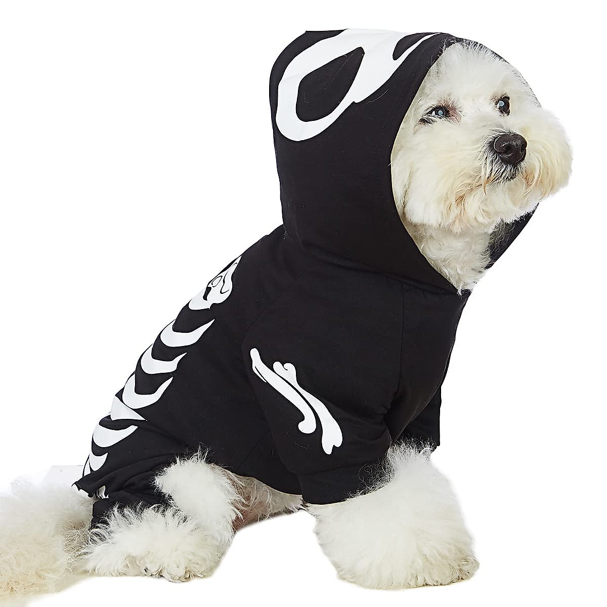 Impoosy Dog Halloween Hoodies Pet Skull Pajama Sotf Puppy Skeleton Clothes Cat Halloween Cotton Clothing (L)