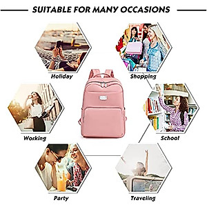 Oxford Cloth Backpack for Women Fashion Anti-Theft Waterproof Handbags Ladies Work Travel Shoulder Bucket Bags (Pink)
