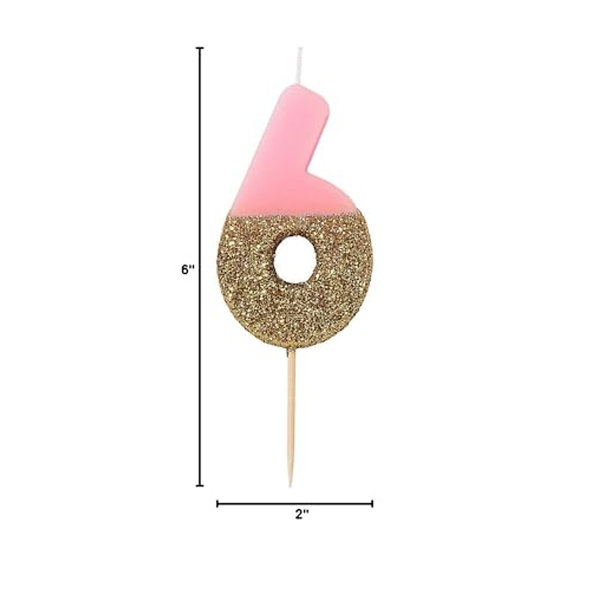 Talking Tables Bday 6 Birthday Candle Cake Topper, Height 8cm, 3", Pink, BDAY-CANDLE-6