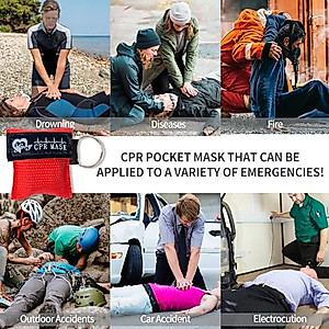 ifory 50 Packs CPR Pocket Mask Keychain, CPR Face Shield with One Way Valve Breathing Barrier for First Aid or ADE Training
