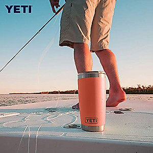 YETI Rambler 20 oz Tumbler, Stainless Steel, Vacuum Insulated with MagSlider Lid, Coral