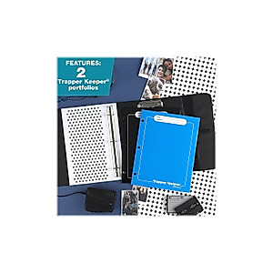 Trapper Keeper Binder, Retro Design, 1 Inch Binder Includes 2 Folders and Extra Pocket, Metal Rings and Spring Clip, Secure Storage, Shapes, Mead School Supplies (260038CQ1-ECM)