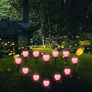 Valentine's Solar Lights LED Solar Outdoor Day Decorations Tree 4PCS Stakes Garden Plug Lights Decoration & Hangs Metal Animal Sculpture (Pink, One Size)