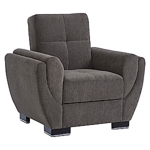 Sweet Home Stores AIR 37" Upholstered Armchair with Storage, Firm, Fabric, 1 Seater, Sleeper Chair for Living Room or Home Office, Gray-119