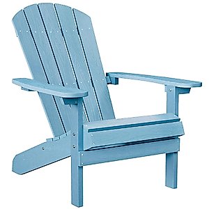 YEFU Adirondack Chair Plastic Weather Resistant, Patio Chairs, Looks Exactly Like Real Wood, Widely Used in Outdoor, Fire Pit, Deck, Outside, Garden, Campfire(Blue)
