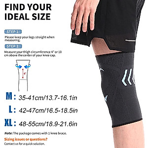 POKEAT 2Pcs Knee Brace Knee Compression Sleeve Support for Running Arthritis Meniscus Tear Joint Pain Relief and Injury Recovery,Blue,L