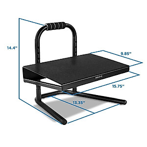 Mount-It! Mobile Standing Desk, Height Adjustable Stand Up Computer Work Station and Height Adjustable Foot Rest with Handle, Six Height Settings, and Anti-Slip Padded Surface