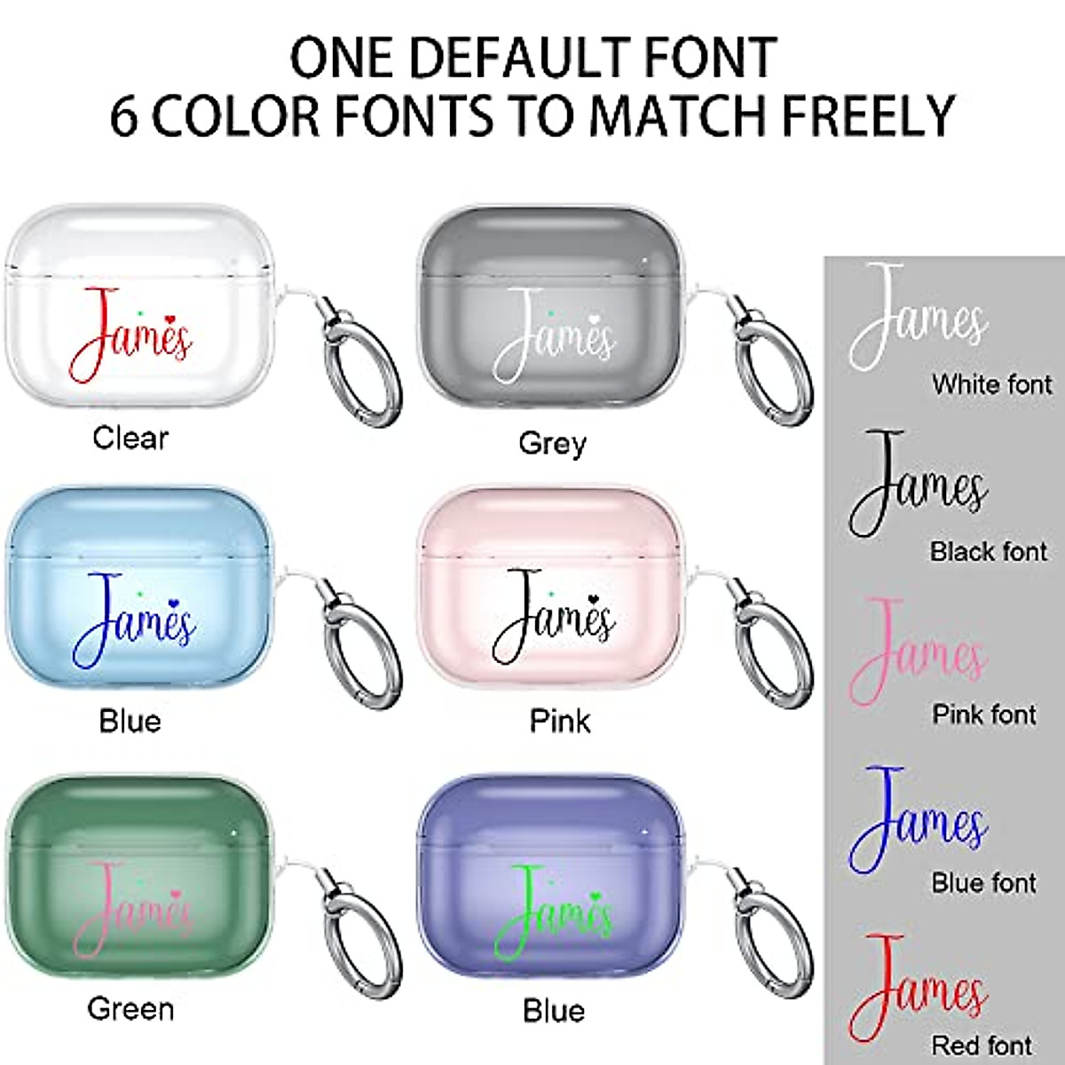 KEAECIZ Personalized Custom Case for AirPods Pro (2nd Generation),Custom Text Clear Soft TPU Protective Cover Design Your Own AirPods Pro 2022 Headphone Cases with Keychain