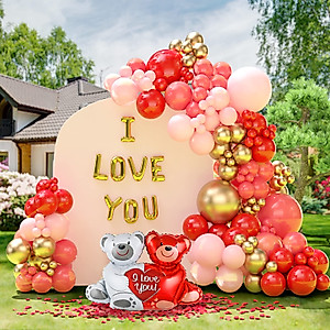 Valentines Day Balloons Arch Kit for Home, I Love You Balloons, Red Metallic Gold Pink Valentines Balloons Garland Arch Kit for Engagement Anniversary Romantic Decorations Special Night