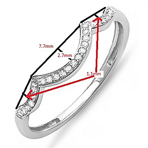 Dazzlingrock Collection 0.10 Carat (ctw) Round White Diamond Stackable Wedding Contour Band in 10K White Gold Size 5
