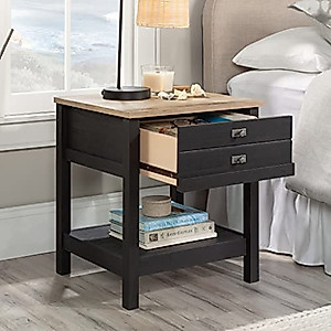 Sauder Cottage Road Night Stand with Drawer, L: 21.18" x W: 19.45" x H: 24.06", Raven Oak Finish