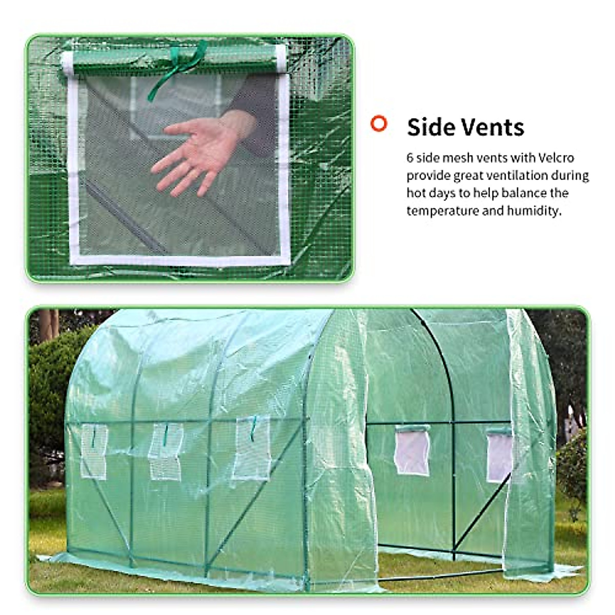 Greenhouse Walk-in Green House Greenhouse Kit with Observation Windows for Outdoor Plants Growing,Green Houses for Outside (L10'xW7'xH7')