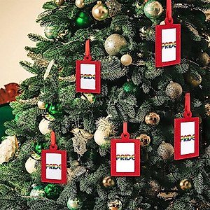 Rainbow Pride Christmas Photo Ornament Frame Red Picture Frame for Xmas Tree Hanging Decoration
