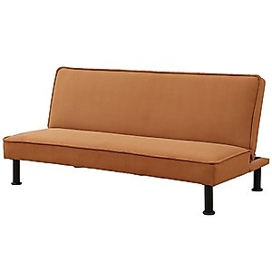 HIROHRTV 64" Small Convertible Futon Sofa Bed, Modern Fabric Sofabed with Adjustable Backrest, Futon Couch Bed for Apartment Living Room, Light Coffee Adjustable Folding Recliner