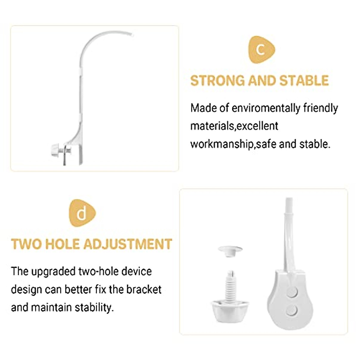 24 Inch Baby Crib Mobile Holder,Baby Bed Bell Holder,Removable Crib Mobile Arm,Double Hole Adjustable Bed Bell Holder-Easy to Install