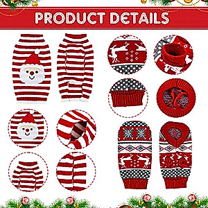 2 Pieces Dog Cat Festival Sweater Pet Puppy Sweater Cartoon Sweater Pet Winter Knitwear Clothes Kitten Sweater for Cats and Small Dogs for Valentine's Day Christmas (Santa Pattern, Small)