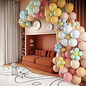 158Pcs Daisy Balloon Garland Kit Pastel Pink Yellow Orange Blue Flower Balloon Arch for Baby Shower, Retro Hippie, One Two Groovy Birthday Party Decorations