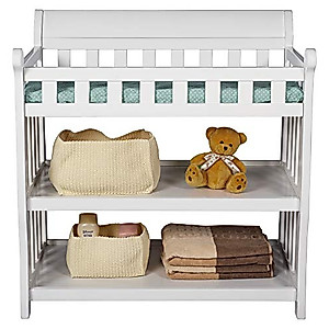 Delta Children Eclipse Changing Table, White and Waterproof Baby and Infant Diaper Changing Pad, Beautyrest Platinum, White