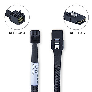 SFF-8643 to SFF-8087 Internal Mini SAS HD Cable, Compatible with Raid Controller Hard Drive, 100-Ohm, 0.8-m(2.6ft), 2 Pack