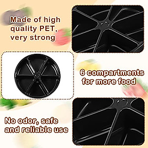 Baderke 10 Pack 10 Inches Round Plastic Serving Tray 6 Sectional Plastic Appetizer Tray with Lid Clear Food Platters Round Platter Container Veggie Fruit Organizer for Party and Buffet (Black)