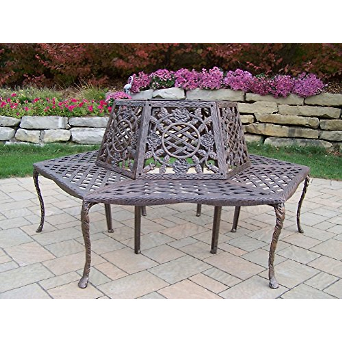 Oakland Living Tea Rose Cast Aluminum Tree Bench, Antique Bronze