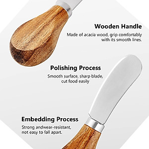 HyChill Cheese Knife Set 4/6/8-piece Cheese Knife with Acacia Wood Handle Stainless Steel Cheese Slicer Cheese Cutter… (8, B)