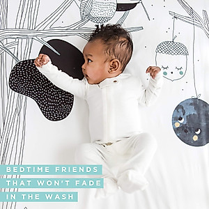 Rookie Humans 100% Cotton Sateen Fitted Crib Sheet: Woodland Dreams. Modern Nursery, Use as a Photo Background for Your Baby Pictures. Standard Crib Size (52 x 28 inches) (Black White)