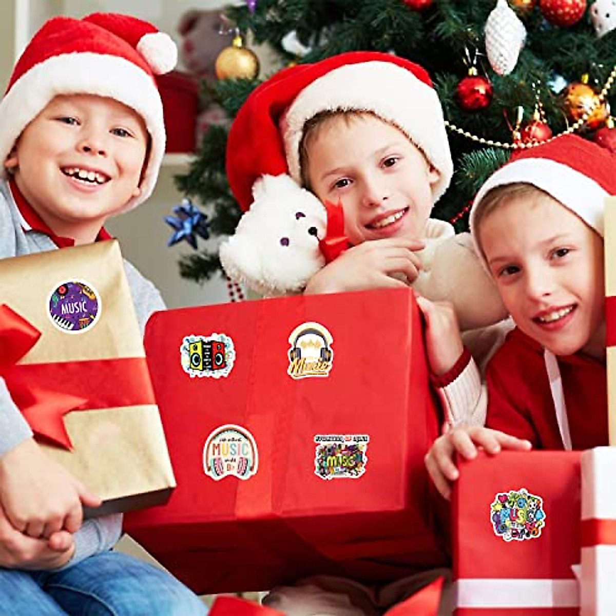 Music Stickers (500 PCS), 10 Graphic Aesthetics Cartoon Decal Rolls Self-Adhesive Seals for Kids Girls Boys Teens for Birthday Party Decoration for Water Bottle Laptop Scrapbook Card Envelope